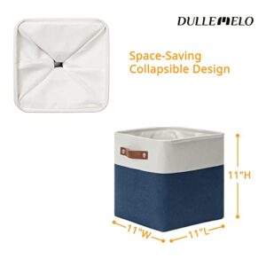 DULLEMELO Collapsible Bundle Baskets 2 Large Baskets 16"x12"x12" + 4 Cube Baskets 11"x11"x11"（White&Blue)