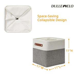 DULLEMELO Collapsible Bundle Baskets 2 Large Baskets 17"x12"x15" + 4 Cube Baskets 11"x11"x11"（White&Grey)