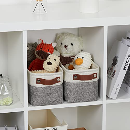 DULLEMELO Collapsible Bundle Baskets 4 Cube Baskets 11"x11"x11" + 2 Narrow Baskets 15"x6"x5.5"（White&Grey)