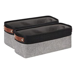 DULLEMELO Collapsible Bundle Baskets 2 Large Baskets 17"x12"x15" + 2 Narrow Baskets 15"x6"x5.5"（Black&Grey)