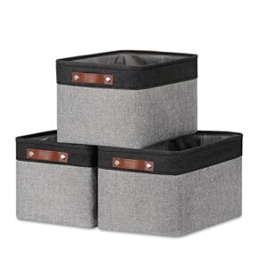 DULLEMELO Collapsible Bundle Baskets 3 Medium Baskets 15"x11"x9.5" + 2 Narrow Baskets 15"x6"x5.5"（Black&Grey)