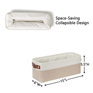 DULLEMELO Collapsible Bundle Baskets 6 Small Baskets 11.8"x7.9"x5.1" + 2 Narrow Baskets 15"x6"x5.5"（White&Khaki)