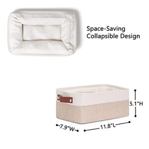 DULLEMELO Collapsible Bundle Baskets 6 Small Baskets 11.8"x7.9"x5.1" + 2 Narrow Baskets 15"x6"x5.5"（White&Khaki)