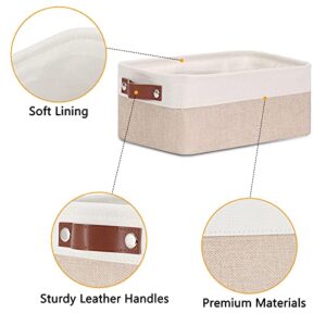 DULLEMELO Collapsible Bundle Baskets 6 Small Baskets 11.8"x7.9"x5.1" + 2 Narrow Baskets 15"x6"x5.5"（White&Khaki)