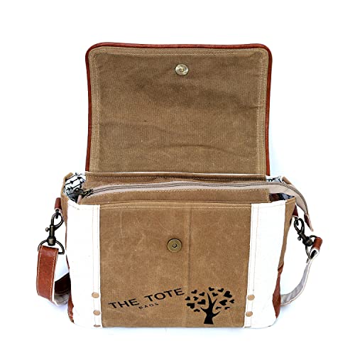 CLA Upcycled Canvas Star Crossbody Bag, Upcycled Canvas & Cowhide Crossbody Bag, Upcycled Canvas & Cowhide Leather Crossbody Bag for Women, Canvas Crossbody Bags for Women