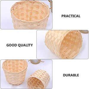 HANABASS 5pcs Desktop Weaving Storage Basket, Small Household Wood Woven Storage Box for Debris Crafts Toys Jewelry Organizer Desk Decoration Desktop Flower Pot Garbage Can