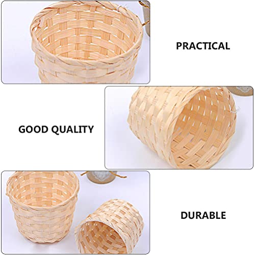 HANABASS 5pcs Desktop Weaving Storage Basket, Small Household Wood Woven Storage Box for Debris Crafts Toys Jewelry Organizer Desk Decoration Desktop Flower Pot Garbage Can