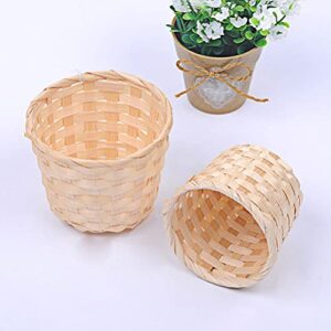 HANABASS 5pcs Desktop Weaving Storage Basket, Small Household Wood Woven Storage Box for Debris Crafts Toys Jewelry Organizer Desk Decoration Desktop Flower Pot Garbage Can