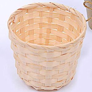 HANABASS 5pcs Desktop Weaving Storage Basket, Small Household Wood Woven Storage Box for Debris Crafts Toys Jewelry Organizer Desk Decoration Desktop Flower Pot Garbage Can