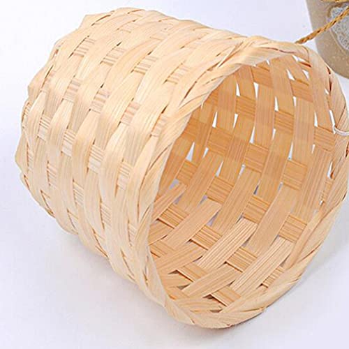 HANABASS 5pcs Desktop Weaving Storage Basket, Small Household Wood Woven Storage Box for Debris Crafts Toys Jewelry Organizer Desk Decoration Desktop Flower Pot Garbage Can