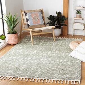 safavieh berber fringe shag collection 9′ x 12′ sage / ivory bfg516w moroccan non-shedding living room dining bedroom 1.2-inch thick area rug