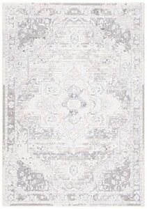 martha stewart collection by safavieh 2′ 6″ x 4′ grey/beige msr8936b viscose entryway living room foyer bedroom accent rug