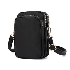 witery nylon crossbody phone bag, multi zipper travel small cell phone purse wallet wristlet for women with adjustable strap