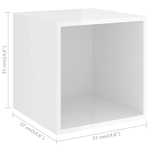 Homvdxl Floating Wall Cube Shelves, White High Gloss Box Shelf for Wall Decor, Floating Bookshelf Square Wall Cubby Shelves for Living Room Bedroom Bathroom Entryway Hallway, 2 Set