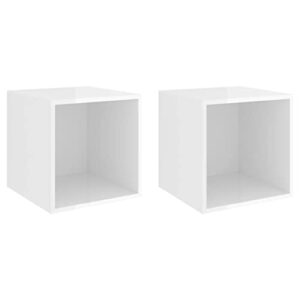 Homvdxl Floating Wall Cube Shelves, White High Gloss Box Shelf for Wall Decor, Floating Bookshelf Square Wall Cubby Shelves for Living Room Bedroom Bathroom Entryway Hallway, 2 Set