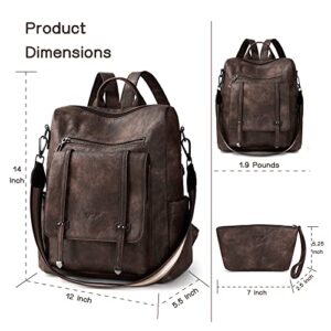 OPAGE Backpack Purse for Women Leather Backpack Purse Travel Backpack Fashion Designer Ladies Shoulder Bags With Wristlets