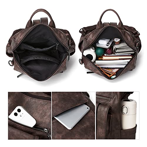 OPAGE Backpack Purse for Women Leather Backpack Purse Travel Backpack Fashion Designer Ladies Shoulder Bags With Wristlets