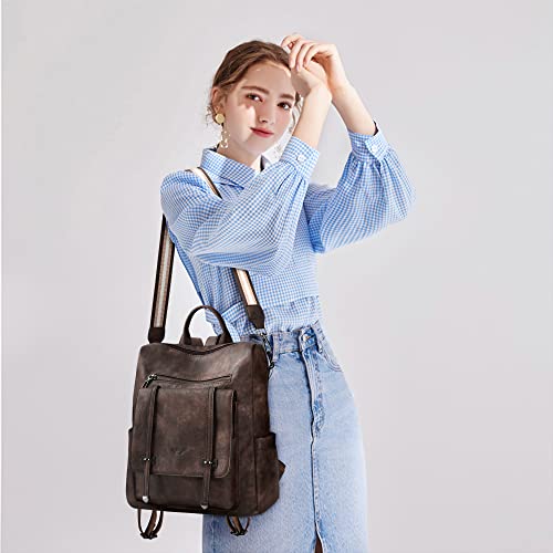 OPAGE Backpack Purse for Women Leather Backpack Purse Travel Backpack Fashion Designer Ladies Shoulder Bags With Wristlets