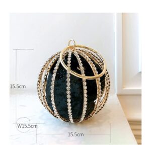 SJYDQ Rhinestone Ball Cage Evening Clutch Women's Cutout Bling Alloy Dinner Purses and Totes Women's Round Metal Handles (Color : Black, Size : One Size)