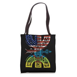 american berber flag with yaz amazigh symbol proud tamazight tote bag