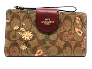 coach women’s tech wallet in colorblock signature canvas (wildflower print – khaki multi)