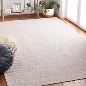 safavieh braided collection 8′ x 10′ ivory/light grey bra201a handmade farmhouse living room dining bedroom area rug