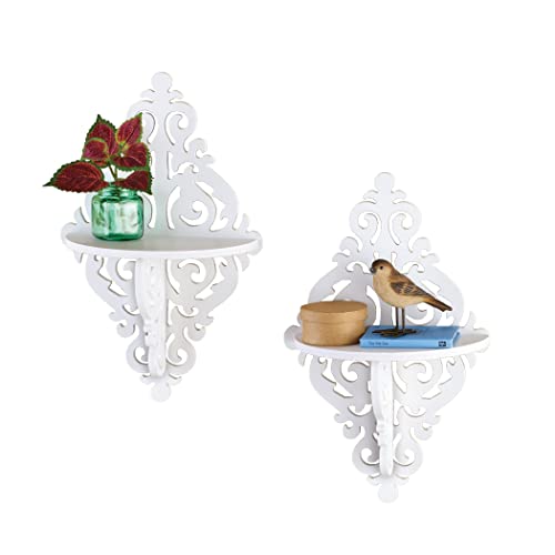 Collections Etc Decorative Diamond Filigree Wall Mounted Shelves - Set of 2