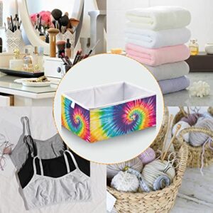 xigua Tie Dye Cube Storage Bin Large Collapsible Storage Box Canvas Storage Basket for Home,Office,Books,Nursery,Kid's Toys,Closet