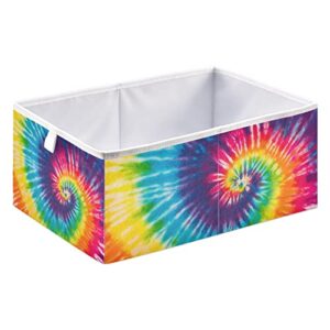 xigua Tie Dye Cube Storage Bin Large Collapsible Storage Box Canvas Storage Basket for Home,Office,Books,Nursery,Kid's Toys,Closet