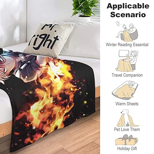 Mr.W My Hero Academia Blanket Todoroki Fleece Throw Blanket Creative Athletic Blanket Full Size Bed for Thanksgiving Chairs Company Anniversary 80x60 in Queen, 80inchx60inch for Adult