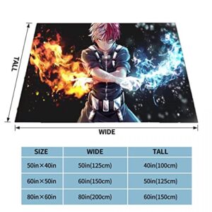 Mr.W My Hero Academia Blanket Todoroki Fleece Throw Blanket Creative Athletic Blanket Full Size Bed for Thanksgiving Chairs Company Anniversary 80x60 in Queen, 80inchx60inch for Adult