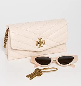 Tory Burch Women's Kira Chevron Chain Wallet, New Cream, Off White, One Size