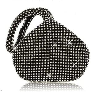 women’s evening bag rhinestone purse handbags triangle style chain clutch purse bag sparkly party prom wedding purse (black)