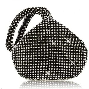 Women's Evening Bag Rhinestone Purse Handbags Triangle Style Chain Clutch Purse Bag Sparkly Party Prom Wedding Purse (Black)