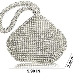 Women's Evening Bag Rhinestone Purse Handbags Triangle Style Chain Clutch Purse Bag Sparkly Party Prom Wedding Purse (Black)