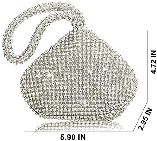 Women's Evening Bag Rhinestone Purse Handbags Triangle Style Chain Clutch Purse Bag Sparkly Party Prom Wedding Purse (Black)