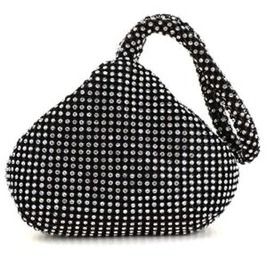 Women's Evening Bag Rhinestone Purse Handbags Triangle Style Chain Clutch Purse Bag Sparkly Party Prom Wedding Purse (Black)