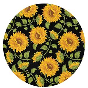 yeahspace sunflower rug round 40 inch floral area rug circle kitchen living room decorate-yellow sunflower floral black