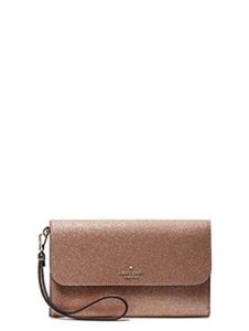 kate spade new york shimmy glitter medium phone flap wristlet rose gold