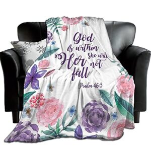 god is within her blankets bible verse blanket spiritual gifts for women soft fluffy she will not fall fleece blanket get will soon blanket gift for mom women 40″x50″