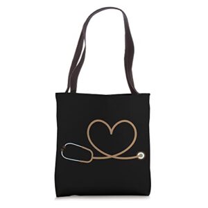 stethoscope heart black history month blm nurse rn nursing tote bag