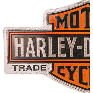 Harley-Davidson Embossed Tin Sign, Nostalgic Bar & Shield Logo, 18 x 10.5 inches