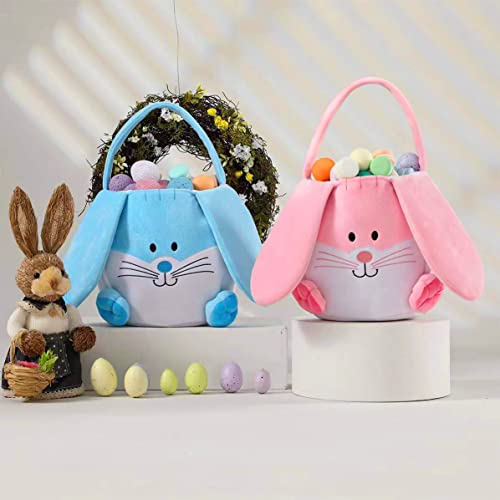 Large Easter Basket for Kids, Giant Easter Basket for Boys Easter Egg Basket Easter Bucket Cute Easter Basket Large Bunny Easter Basket, Blue Easter Basket with Handle, Big Easter Basket Bag