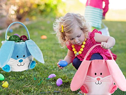 Large Easter Basket for Kids, Giant Easter Basket for Girls Easter Egg Basket Easter Bucket Cute Easter Basket Large Bunny Easter Basket, Pink Easter Basket with Handle, Big Easter Basket Bag