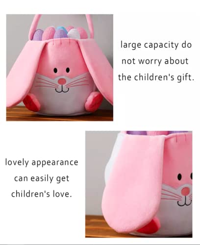 Large Easter Basket for Kids, Giant Easter Basket for Girls Easter Egg Basket Easter Bucket Cute Easter Basket Large Bunny Easter Basket, Pink Easter Basket with Handle, Big Easter Basket Bag