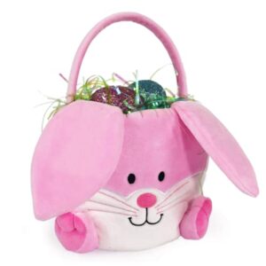 Large Easter Basket for Kids, Giant Easter Basket for Girls Easter Egg Basket Easter Bucket Cute Easter Basket Large Bunny Easter Basket, Pink Easter Basket with Handle, Big Easter Basket Bag