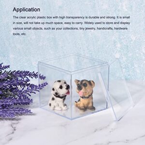 MECCANIXITY Clear Acrylic Plastic Storage Box Square Cube Display Case with Lid, 6.1x6.1x6.1cm Container Box for Small Item, Pack of 2