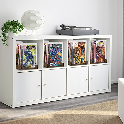 Comic Book Storage Holder - Display Case for Collectors – Patent Pending Wood & Acrylic Comics Box, Bin & Organizer - Magazines & Books Boxes for Organization - Stores Up To 150 Issues - 14.5x8 Inches (Dark Walnut)