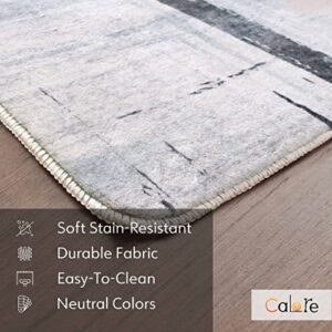 Calore Rugs Mordern Soft Abstract Distressed Area Rugs for Living Room/Bedroom/Dining Room,Medium Pile Carpet Floor Mat (3.9 x 5.2 ft, Gray/Green)