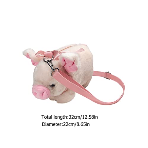 LUOZZY Plush Pig Crossbody Bag Cartoon Shoulder Bag Plush Animal Satchel Bag Kawaii Purse Handbag Messenger Bag for Kids Birthday Gift, Pink